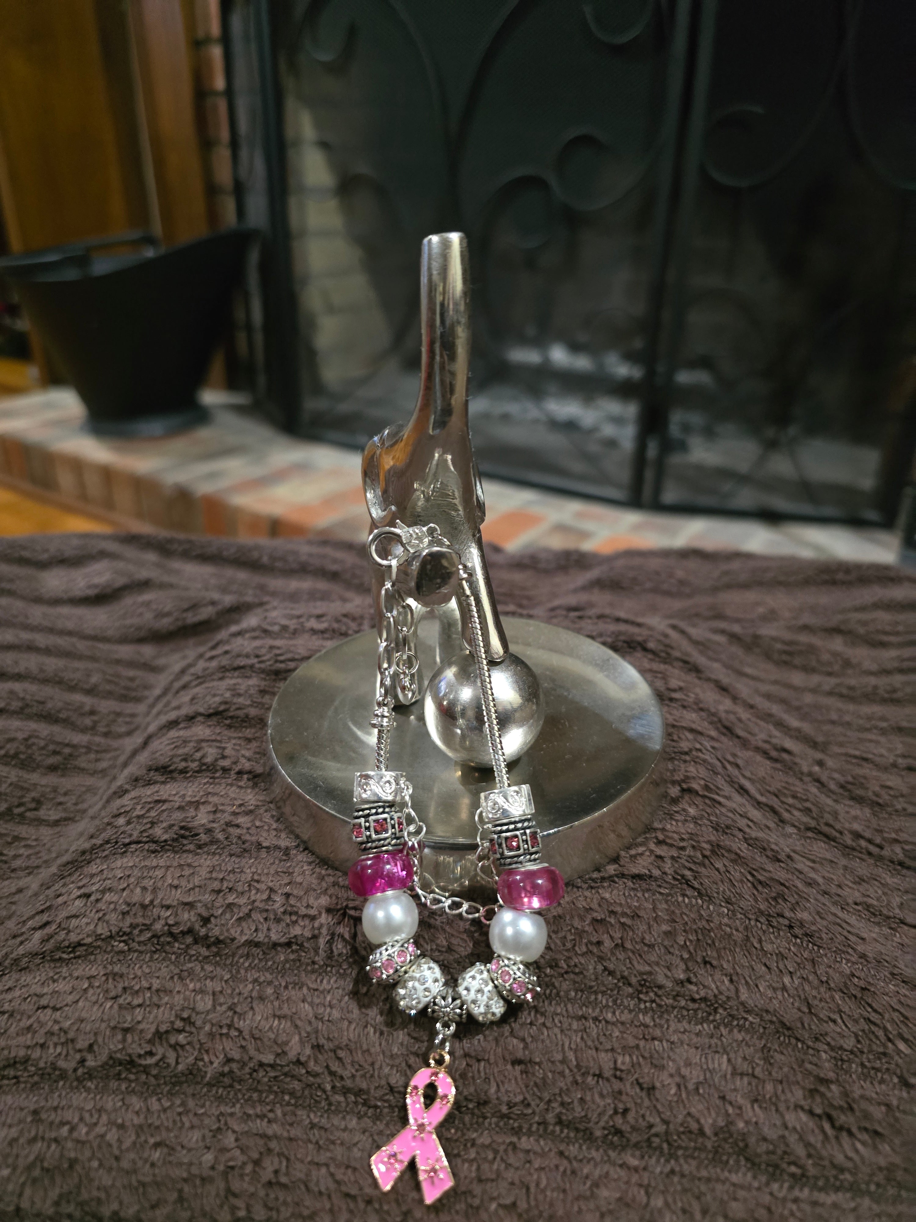 #17 Beaded "Breast Cancer" Snake Chain Bracelet – Kutie Tuties Krafts